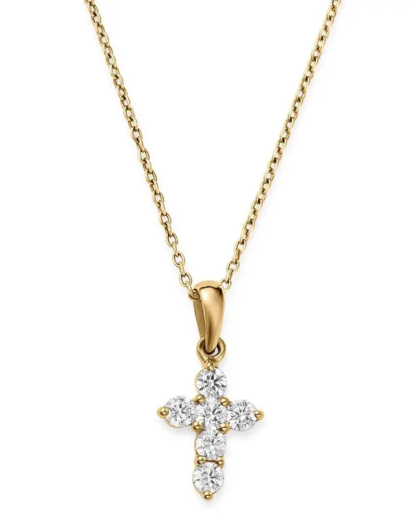Bloomingdale'S Diamond Cross Pendant Necklace - White