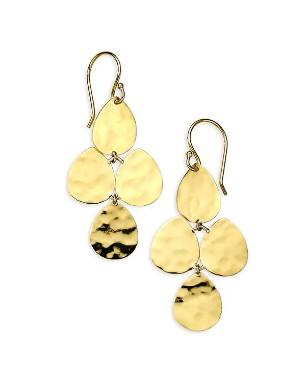 Ippolita Classico Crinkle 18k Yellow Dangle Drop Earrings - Gold