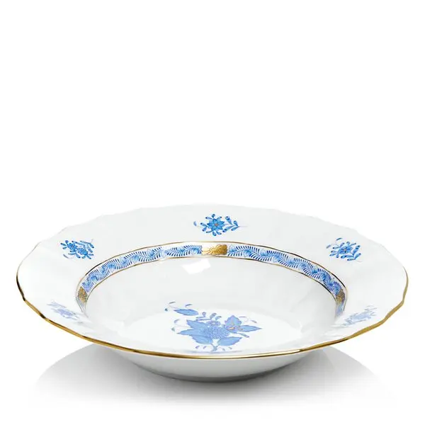 HEREND Chinese Bouquet 9.5 Rim Soup Bowl - Blue