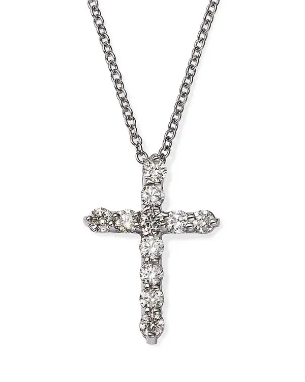 Bloomingdale'S Diamond Cross Pendant Necklace 0.33 Tcw - White Gold