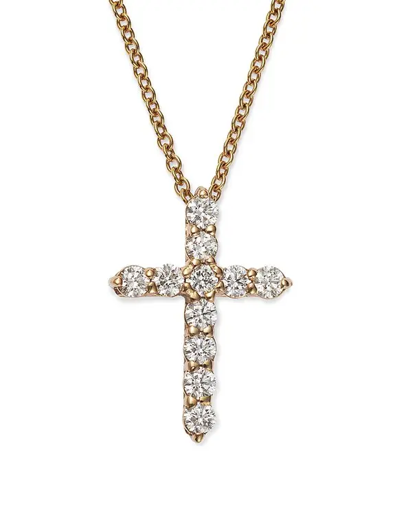 Bloomingdale'S Diamond Cross Pendant Necklace 0.33 Tcw - Yellow Gold