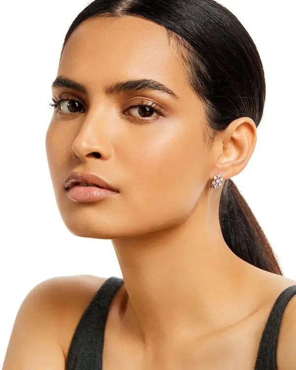 Bloomingdale'S 14k Gold Diamond Cluster Hoop Earrings, 1.00 Tcw