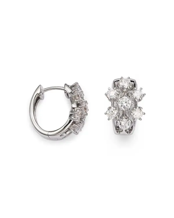 Bloomingdale'S 14k Gold Diamond Cluster Hoop Earrings, 1.00 Tcw