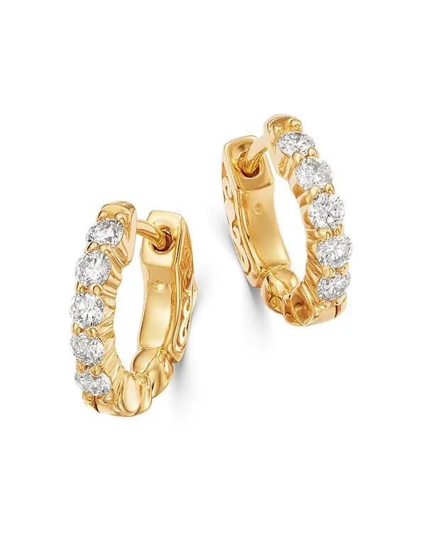 Bloomingdale'S 14k Diamond Huggie Hoop Earrings 0.50 Tcw - Yellow Gold