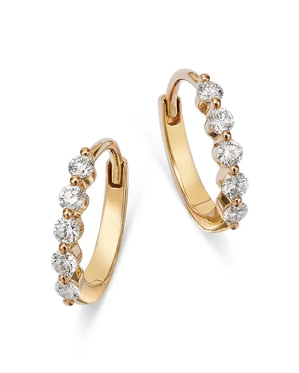 Bloomingdale'S 14k Yellow And Diamond Mini Hoop Earrings - Gold