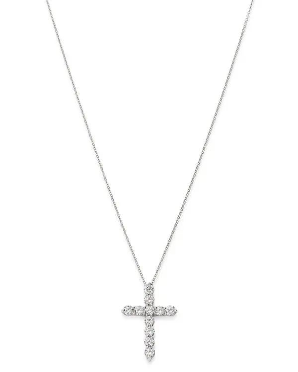 Bloomingdale'S 14k Gold Diamond Cross Pendant Necklace, 1.75 Tcw - White