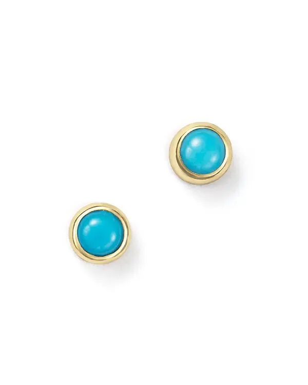 Zoe Chicco 14k Yellow Gold And Turquoise Stud Earrings - Blue/gold