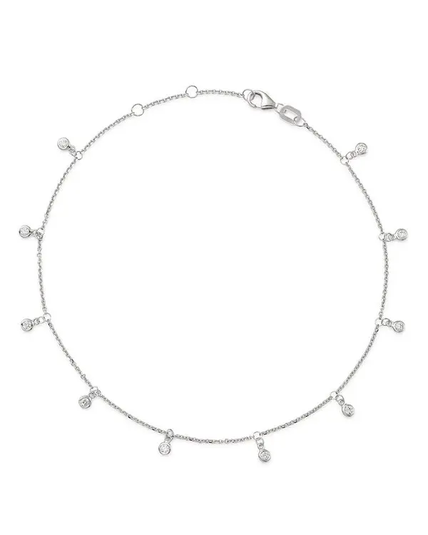 Bloomingdale'S Diamond Bezel Droplet Anklet In 14k Gold - White