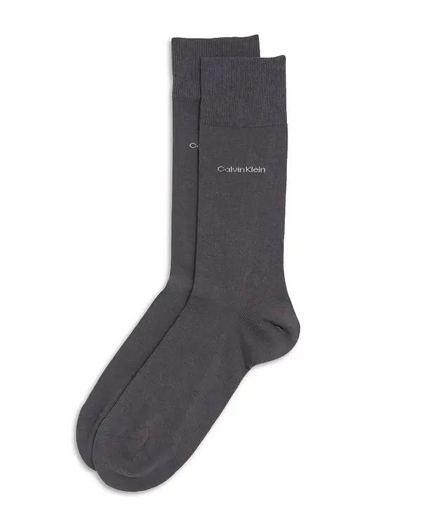 Calvin Klein Giza Cotton Flat Knit Socks - Graphite Heather