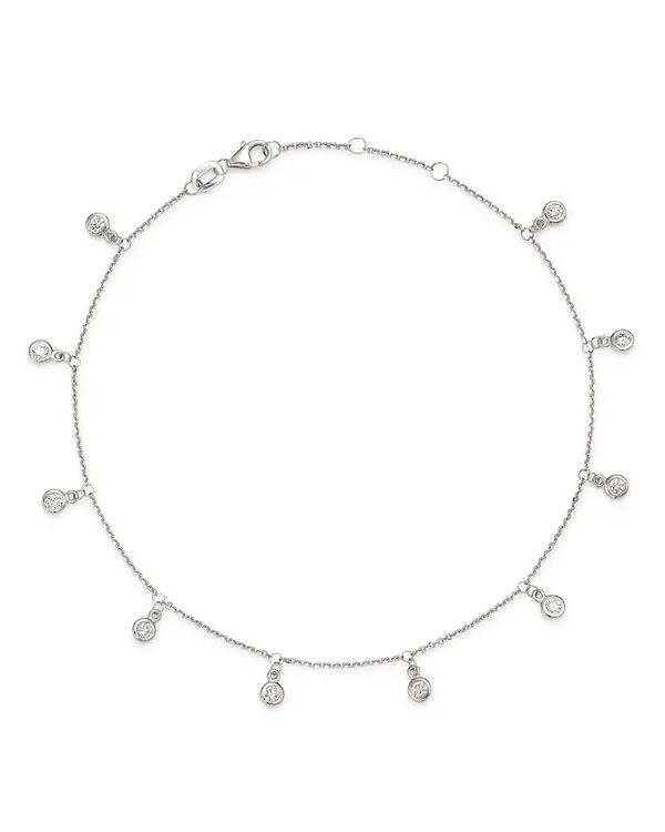 Bloomingdale'S Diamond And 14k Gold Bezel Droplet Anklet - White