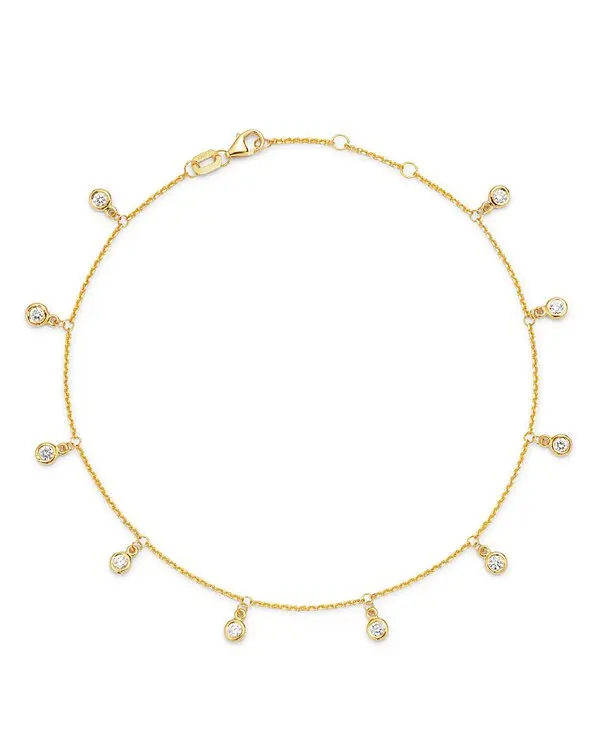Bloomingdale'S Diamond And 14k Yellow Gold Droplet Anklet - White/gold