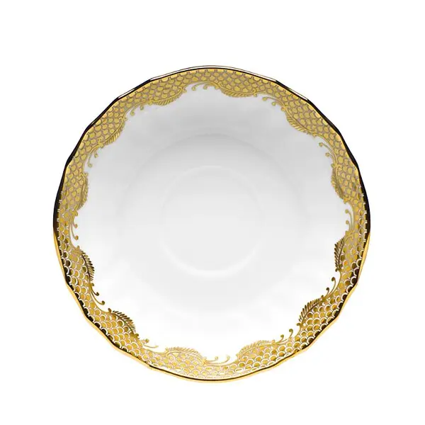 HEREND Fishscale Canton Saucer - Gold