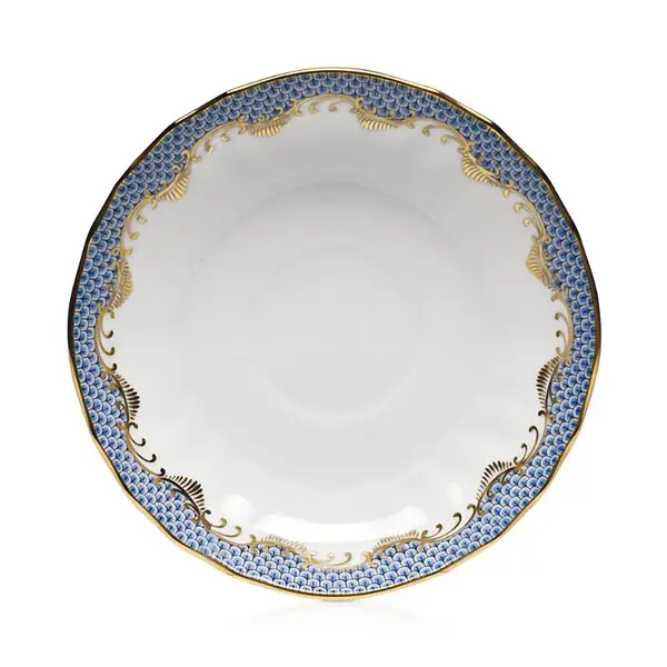 HEREND Fishscale Canton Saucer - Light Blue