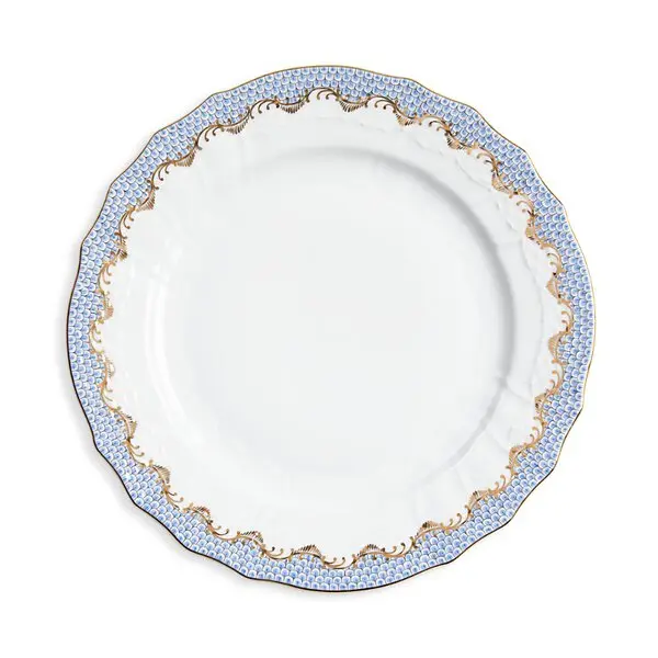 HEREND Fish Scale Serving Plate - Light Blue