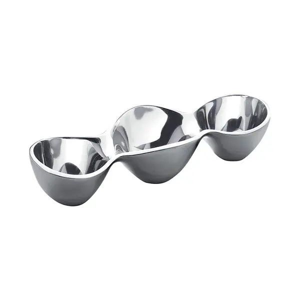 NAMBE Triple Condiment Serving Dish - Silver