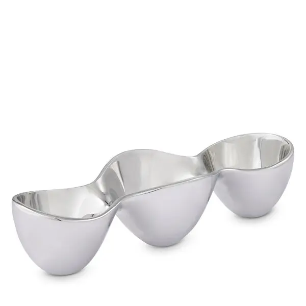 NAMBE Triple Condiment Serving Dish - Silver