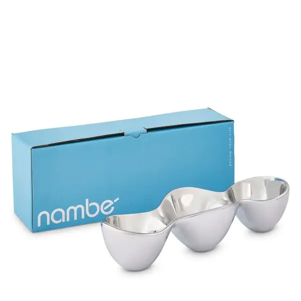 NAMBE Triple Condiment Serving Dish - Silver