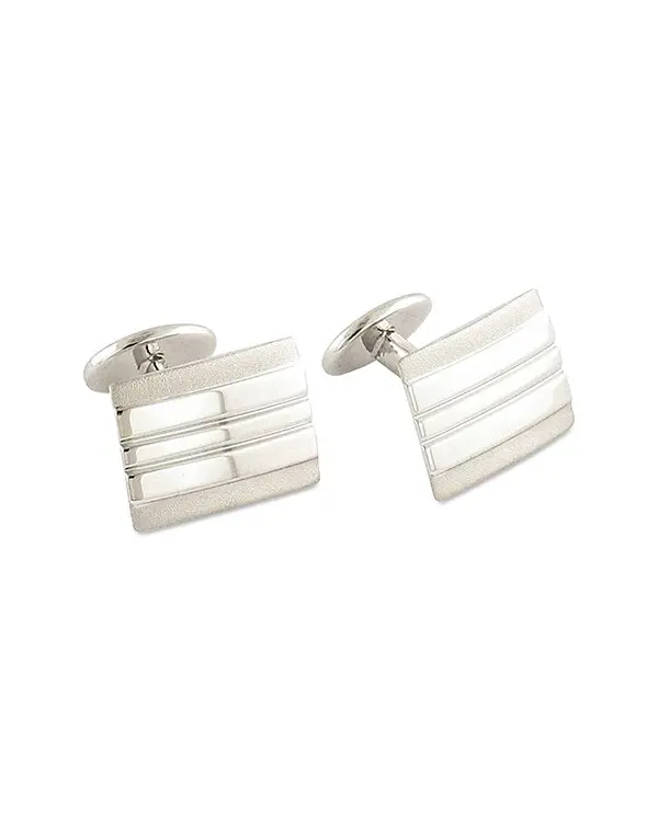 David Donahue Sterling Lined Rectangular Cufflinks - Silver