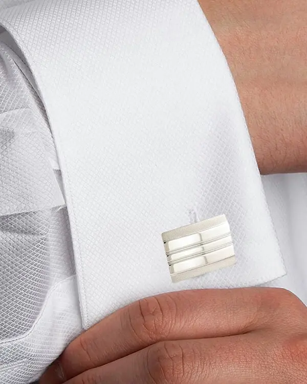 David Donahue Sterling Lined Rectangular Cufflinks