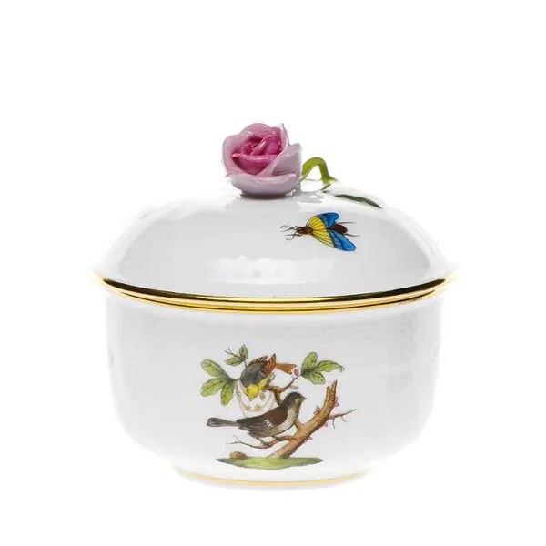 HEREND Rothschild Bird Covered Sugar Bowl - Motif
