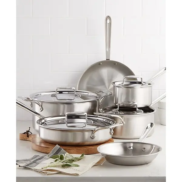ALL-CLAD D5 Stainless Brushed 5-ply Bonded 10-piece Cookware Set - Stainless Steel