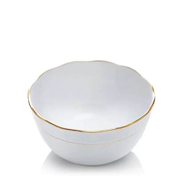HEREND Golden Edge Round Bowl - White