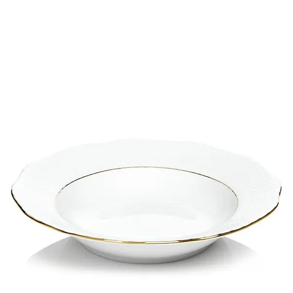HEREND Golden Edge 8 Rim Soup Bowl - White/gold