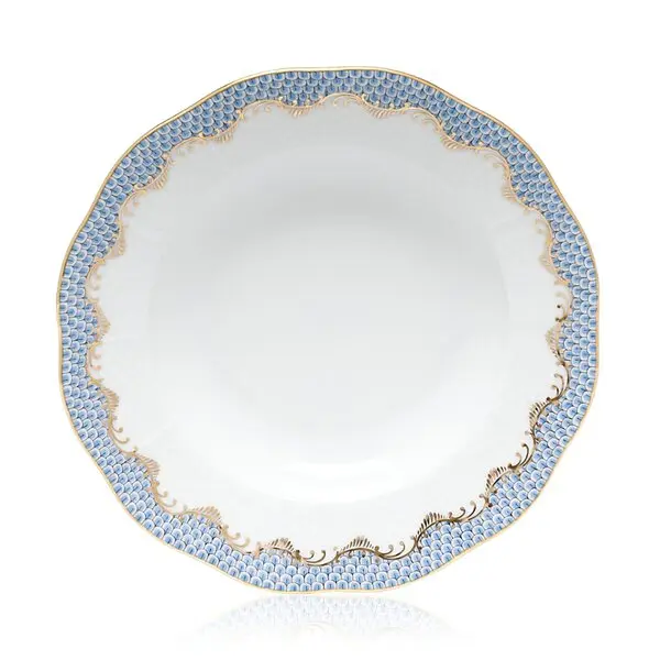 HEREND Fishscale Soup Plate - Light Blue