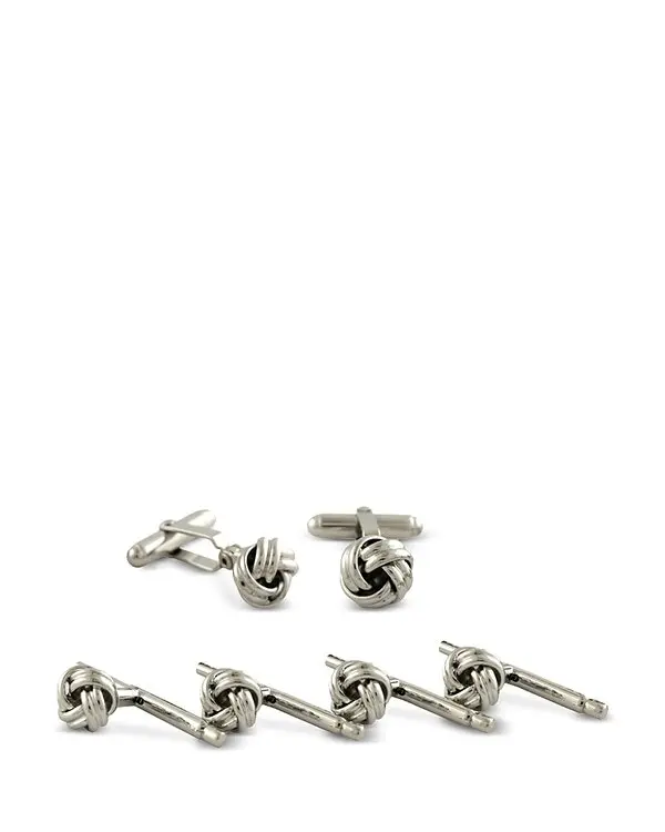 David Donahue Plated Knot Shirt Stud & Cufflinks Set - Silver