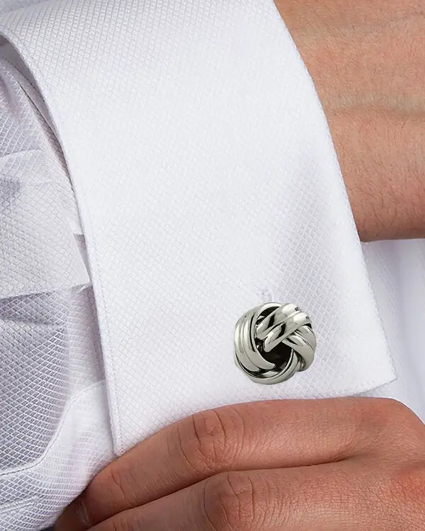 David Donahue Plated Knot Shirt Stud & Cufflinks Set - Silver