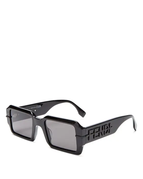 Fendi Fendigraphy Rectangular Sunglasses, 52mm - Black/gray Solid