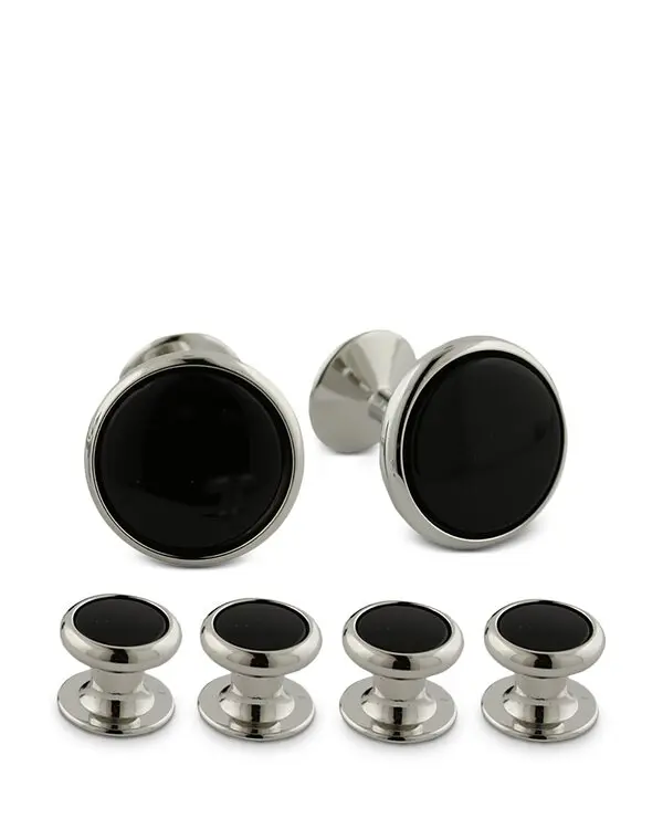 David Donahue Onyx Stud & Cufflinks Set - Black/silver