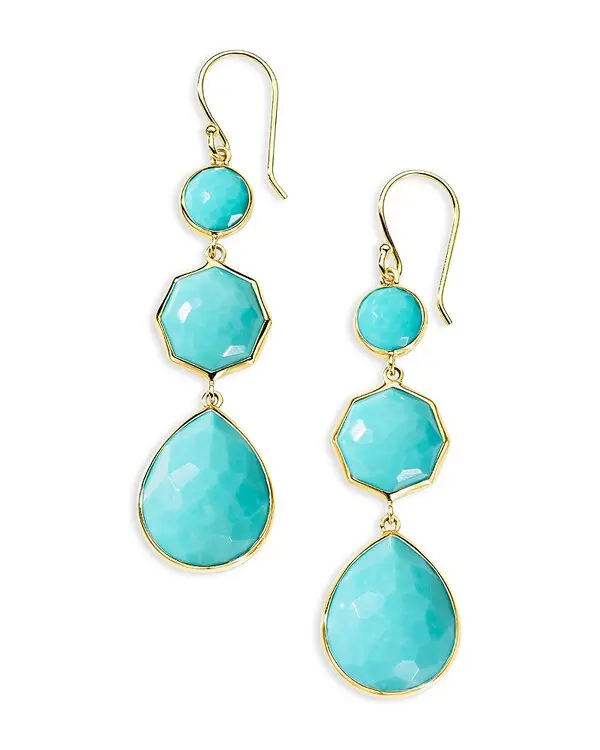 Ippolita 18k Yellow Gold Rock Candy Turquoise Drop Earrings - Turquoise/gold