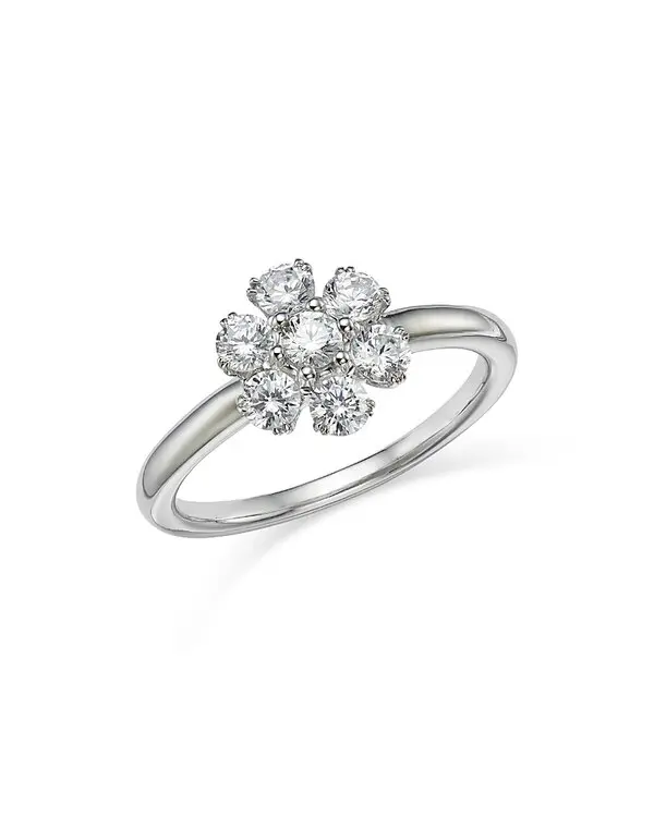 Bloomingdale'S 14k Gold Flower Ring With 0.75 Tcw Diamonds - White
