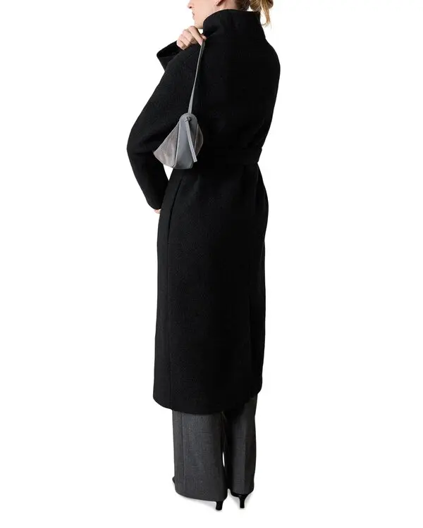 Whistles Morgan Wool Funnel Wrap Coat - Black