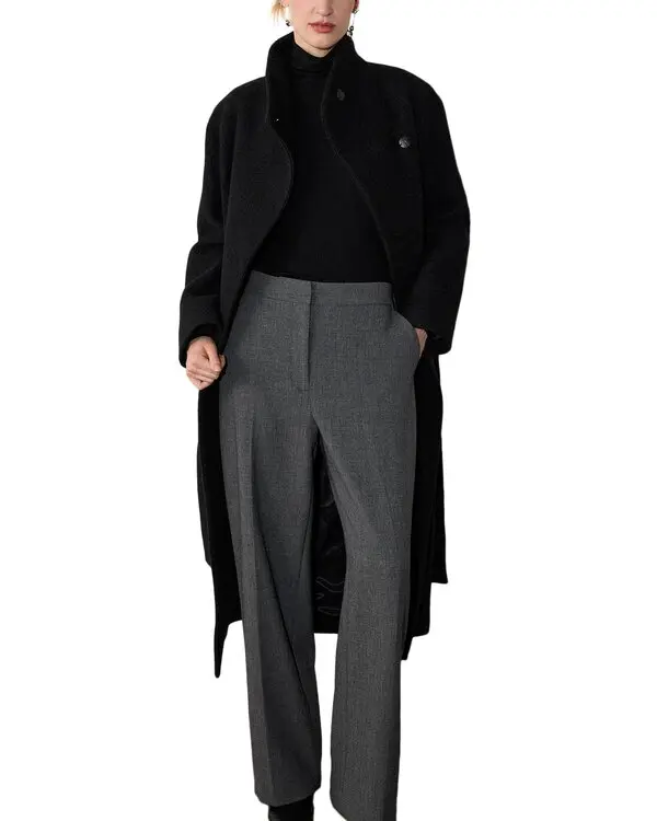 Whistles Morgan Wool Funnel Wrap Coat - Black