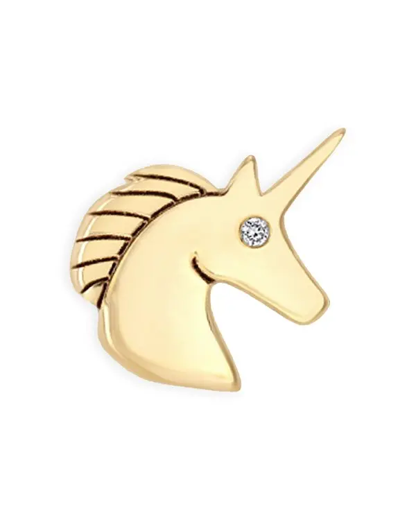 Zoe Chicco 14k Yellow Itty Bitty Symbols Diamond Accent Unicorn Single Stud Earring