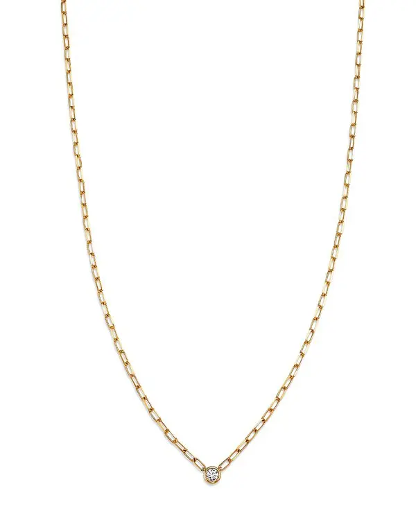 Bloomingdale'S Diamond Solitaire Paperclip Chain Necklace - Gold