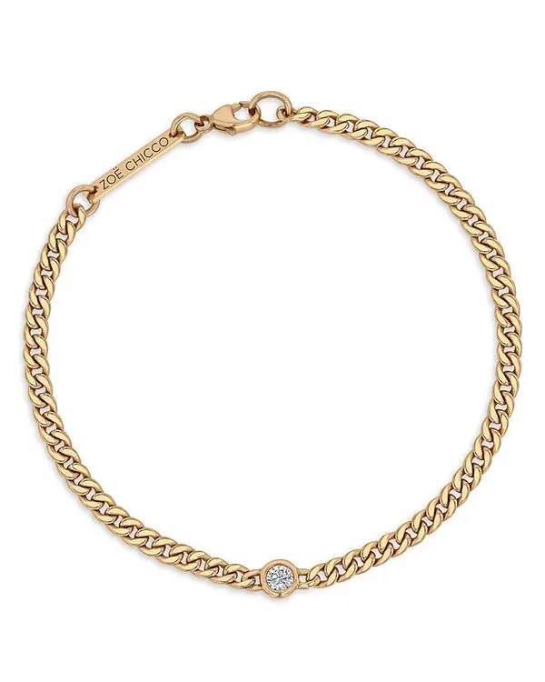 Zoe Chicco 14k Yellow Diamond Curb Chain Bracelet - Gold