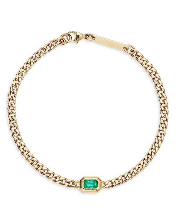 Zoe Chicco 14k Yellow Gold Emerald Link Bracelet - Green/gold