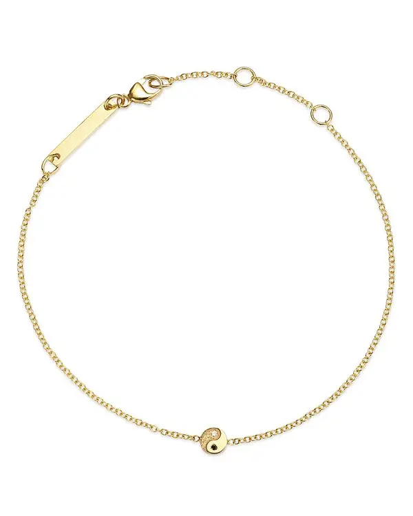 Zoe Chicco 14k Yellow Diamond Yin Yang Charm Bracelet - Gold
