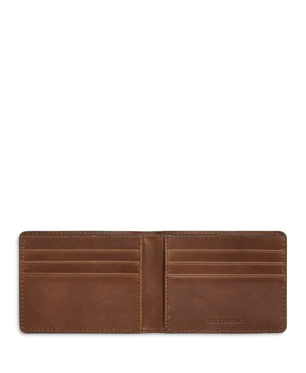 Shinola Slim Navigator Distressed Leather Bi Fold Wallet - Medium Brown