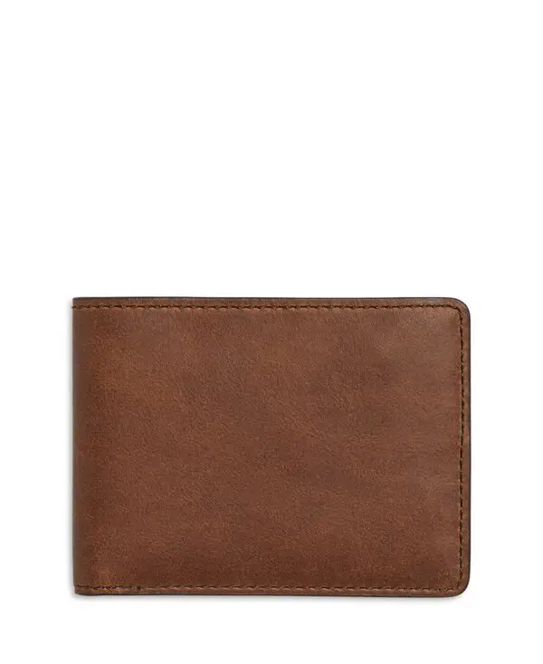 Shinola Slim Navigator Distressed Leather Bi Fold Wallet - Medium Brown