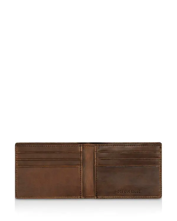 Shinola Slim Navigator Distressed Leather Bi Fold Wallet - Medium Brown