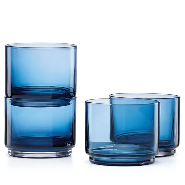 LENOX Tuscany Classics Stackable Short Glasses, Set Of 4 - Blue
