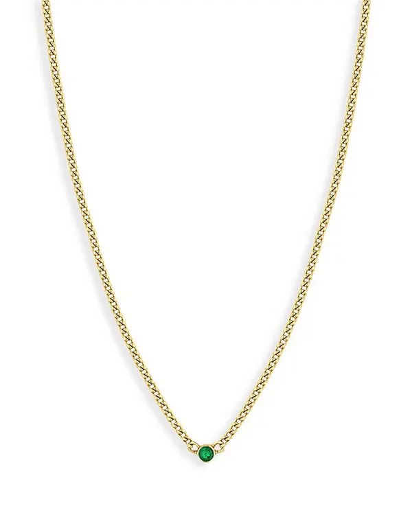 Zoe Chicco 14k Gold Emerald Solitaire Choker Necklace - Yellow
