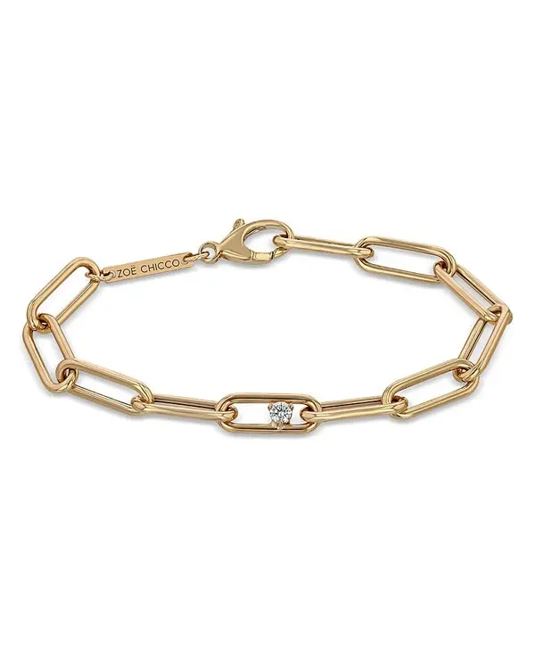 Zoe Chicco 14k Yellow Diamond Paperclip Link Bracelet - Gold