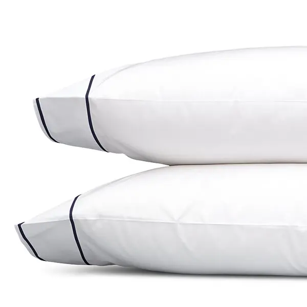 MATOUK Ansonia Percale Standard Pillowcase, Pair - Navy Blue