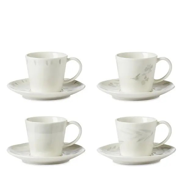 LENOX Oyster Bay 8 Piece Espresso Cup & Saucer Set