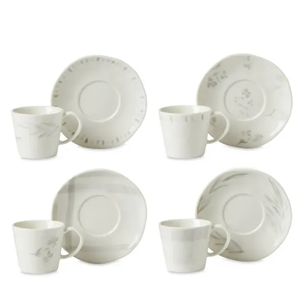 LENOX Oyster Bay 8 Piece Espresso Cup & Saucer Set